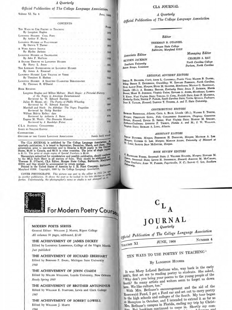10 WAYS TO USE POETRY IN TEACHING By LANGSTON HUGHES | PDF ...