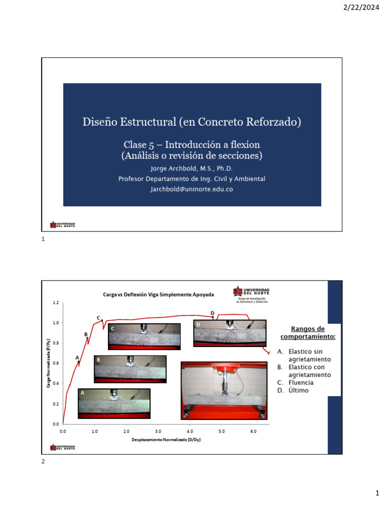 Flexión en Concreto Reforzado | PDF | Deformación (ingeniería) | Viga (Estructura)