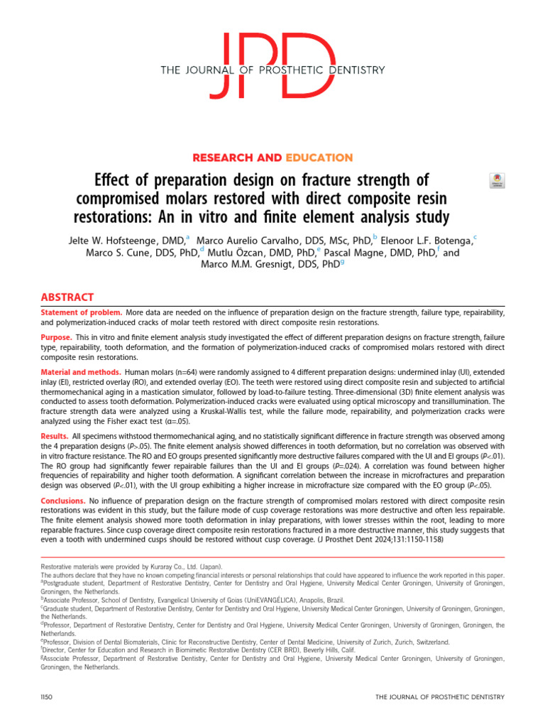 Effect of Preparation Design On Fracture Strength | PDF | Fracture ...