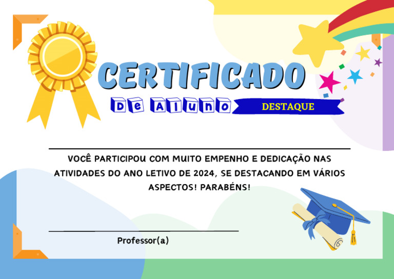 Certificado Aluno Destaque 2024 (Prof.) | PDF