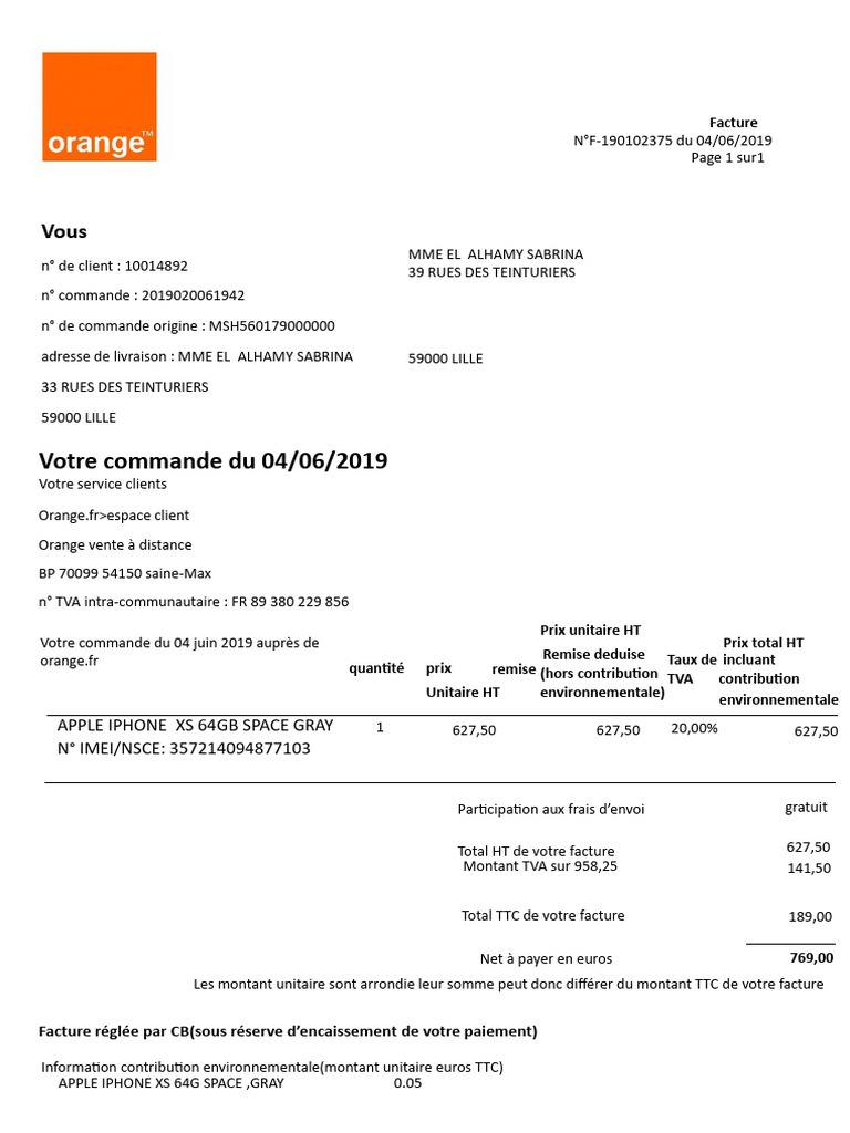 Facture Darty - Commande 2019020061942 | PDF | Taxe sur la valeur ...