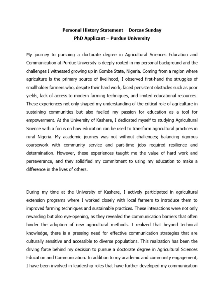 Dummy Personal History Statement | PDF | Social Psychology