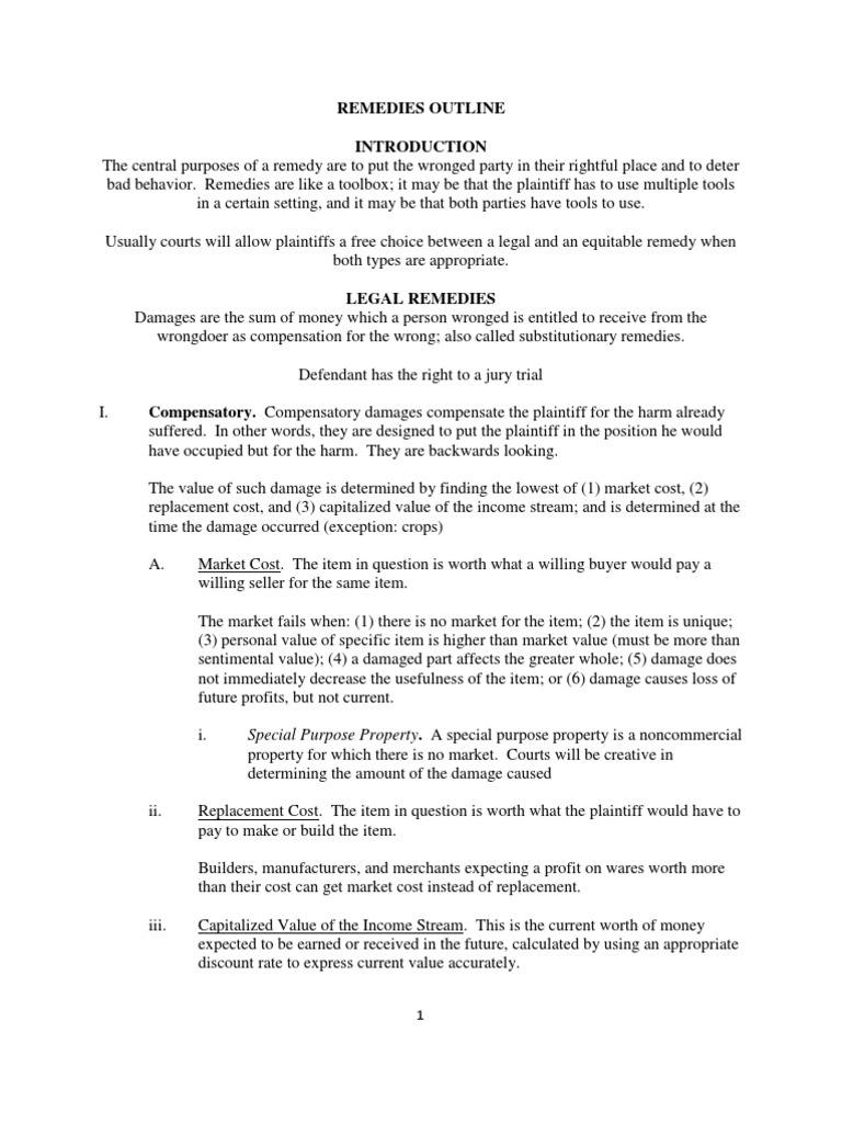 Legal and Equitable Remedies Explained | PDF | Damages | Restitution