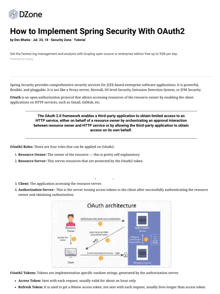 How To Implement Spring Security With OAuth2 - DZone Security | PDF ...