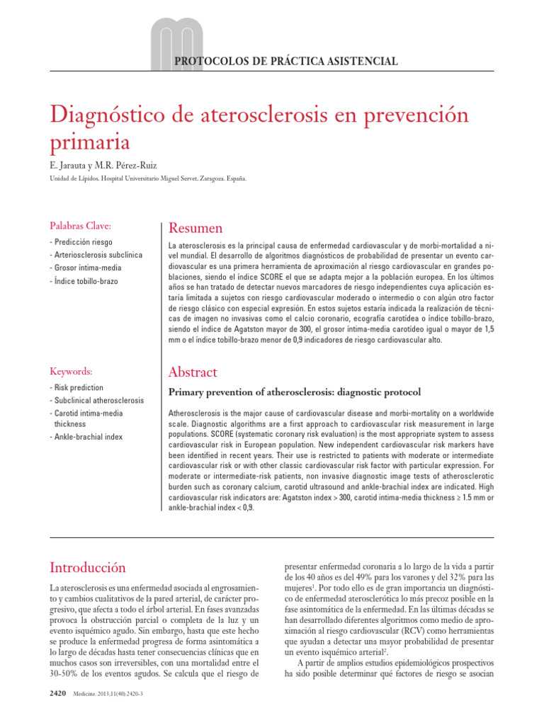 Diagn Stico de Aterosclerosis en Prevenci N Primaria - 2013 - Medicine Programa de Formaci N M ...