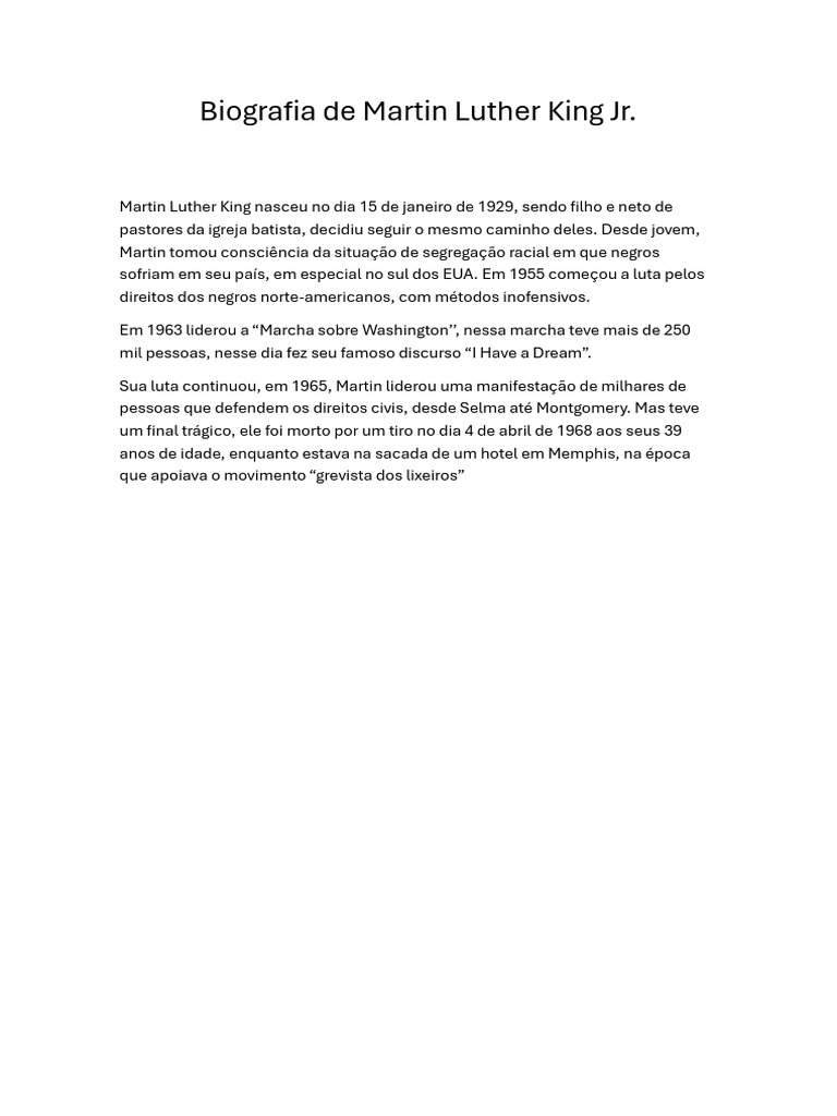 Biografia de Martin Luther King Jr | PDF