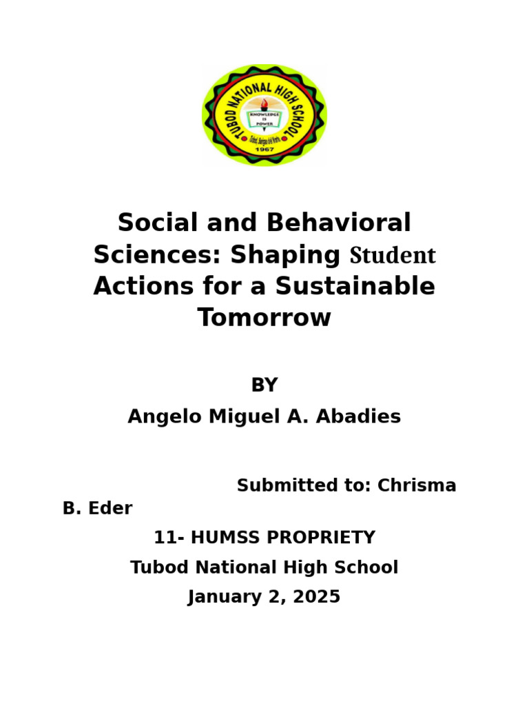 Social and Behavioral Sciences Shaping Human Actions For A Sustainable ...