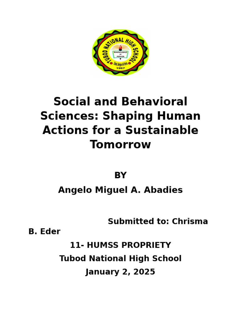 Social and Behavioral Sciences Shaping Human Actions For A Sustainable ...