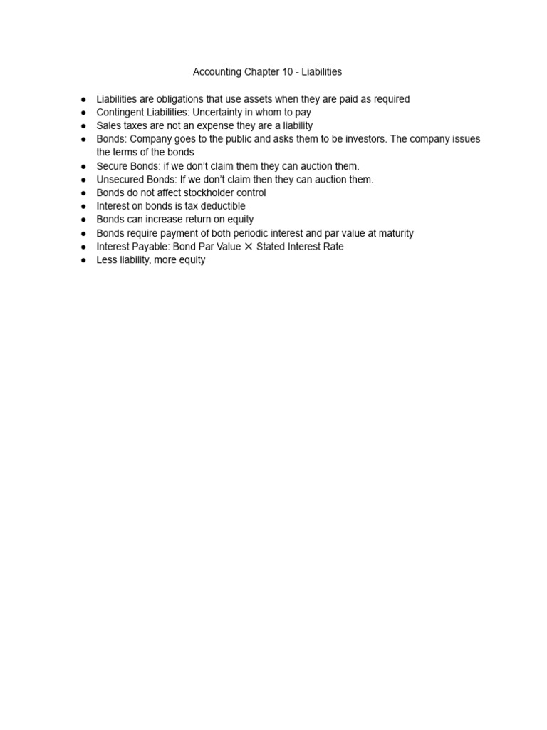 Accounting Chapter 10 Notes | PDF