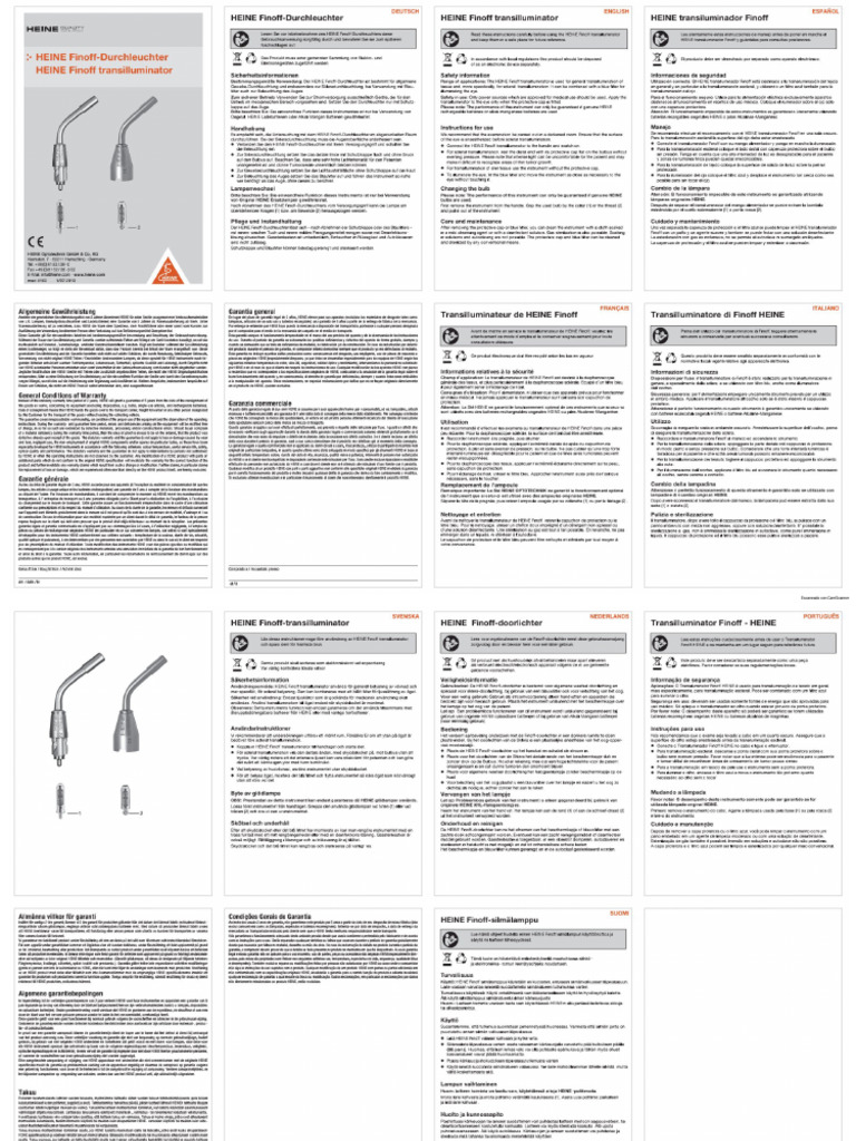 HEINE Finoff Transilluminator Instruction For Use | PDF