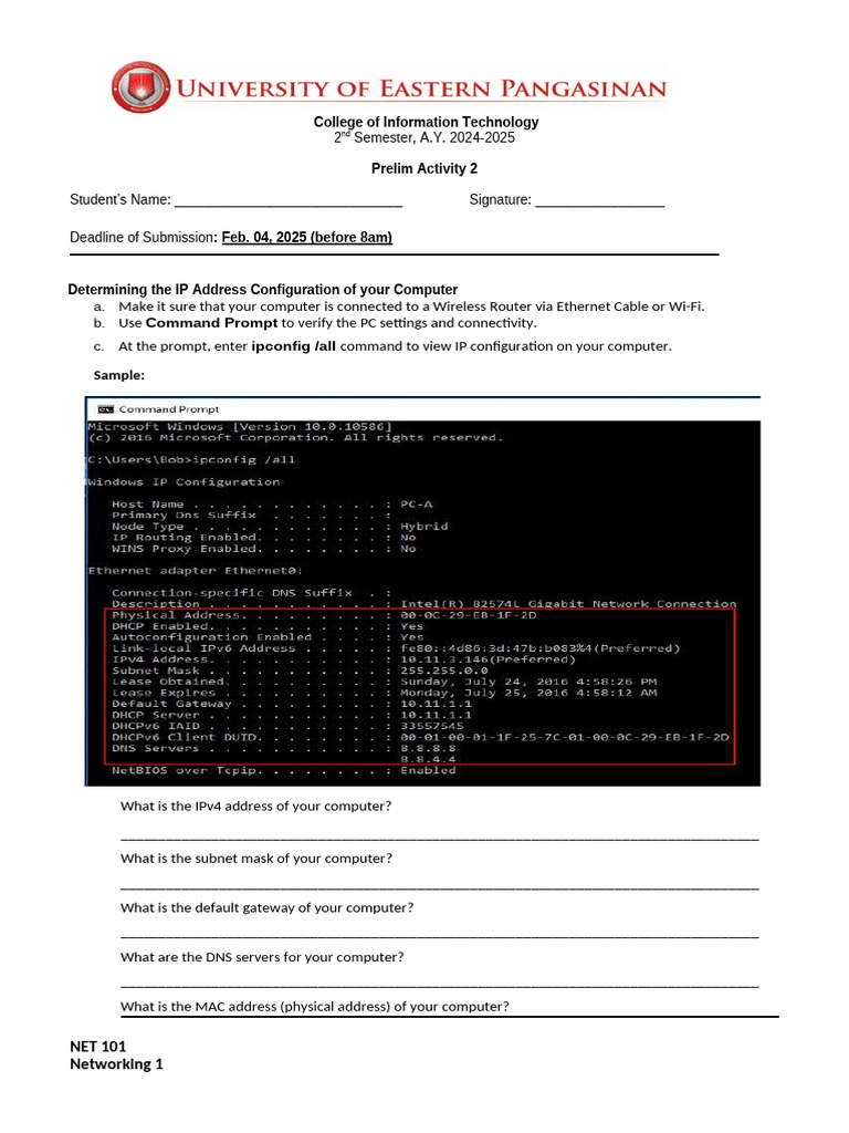 Carlos activity | PDF | Ip Address | Internet
