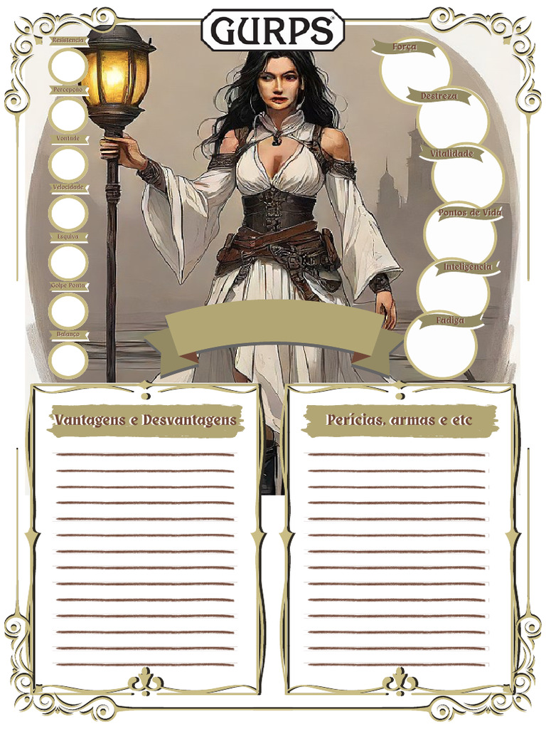 Ficha GURPS Serie Fantasia A4 Retrato | PDF