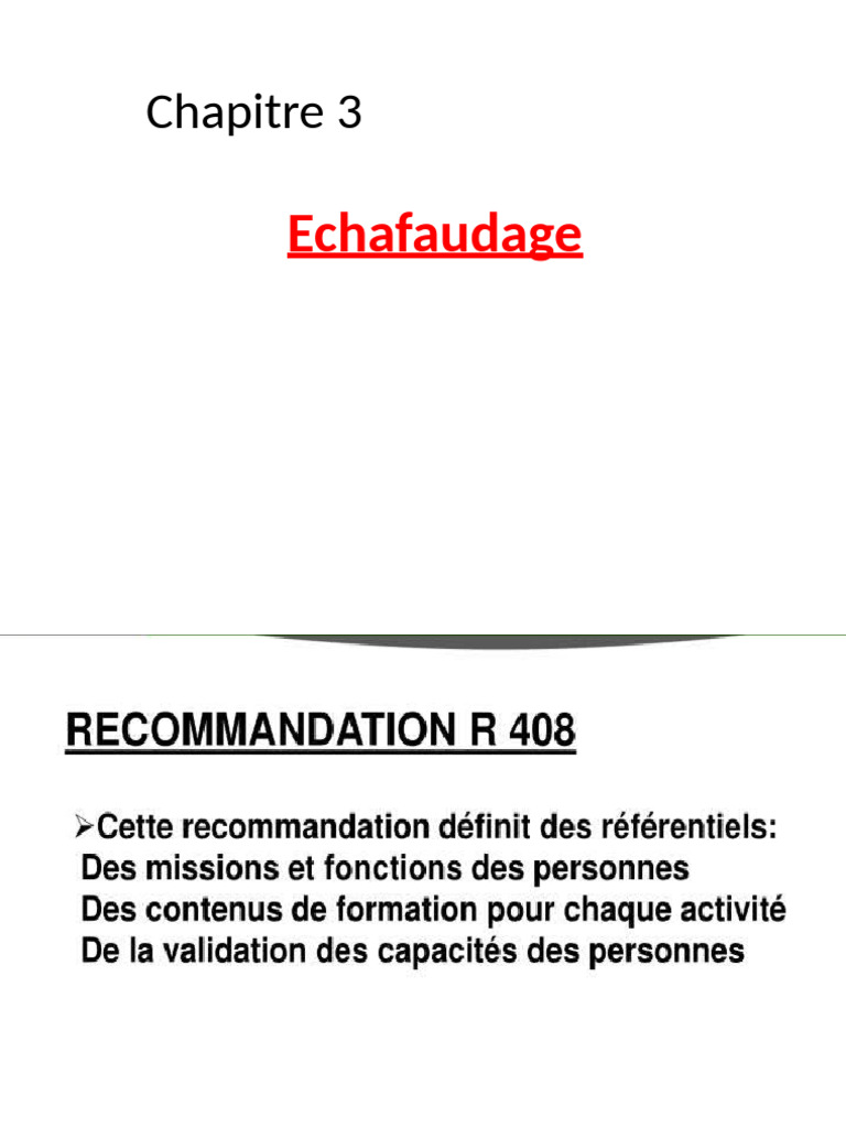 Chapitre 3 Echaffaudage | PDF