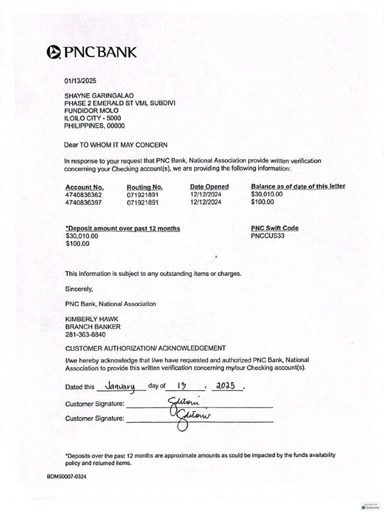 Proof of Financial | PDF
