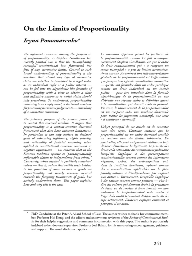 On The Limits of Proportionality | PDF | Immanuel Kant | Rights