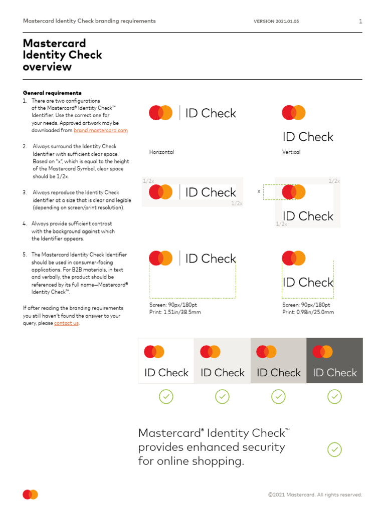 MC Idcheck Guidelines 210105 | PDF | Master Card | Credit Card