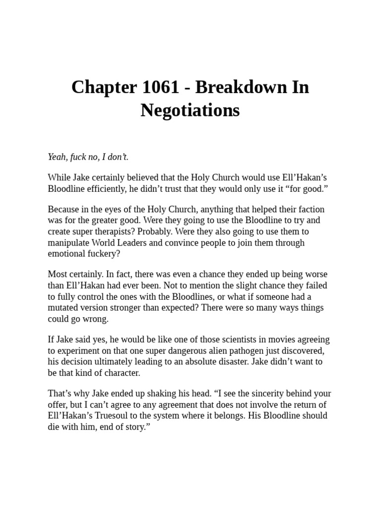 Chapter 1061 - Breakdown in Negotiations | PDF