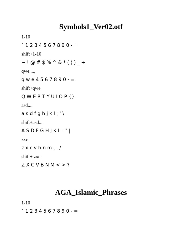 Arabic Symbol Keyboard Layout | PDF