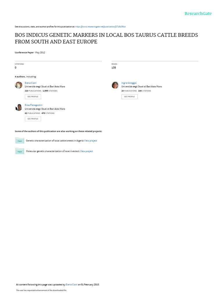 Ciani Et Al. - 2012 - Bos Indicus Genetic Markers in Local Bos Taurus ...