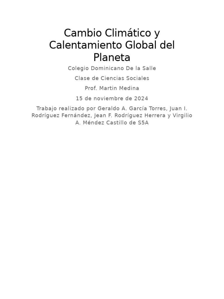 Cambio Climatico | PDF | Sustentabilidad | Cambio climático
