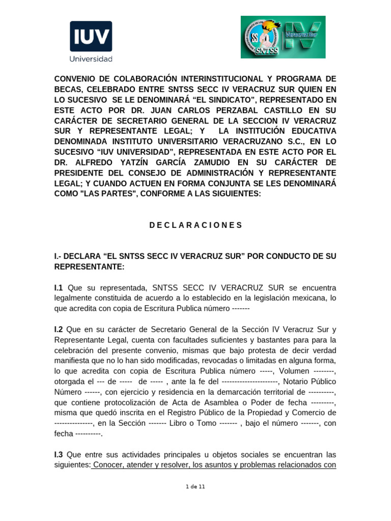 Convenio Becas SNTSS e IUV Universidad | PDF