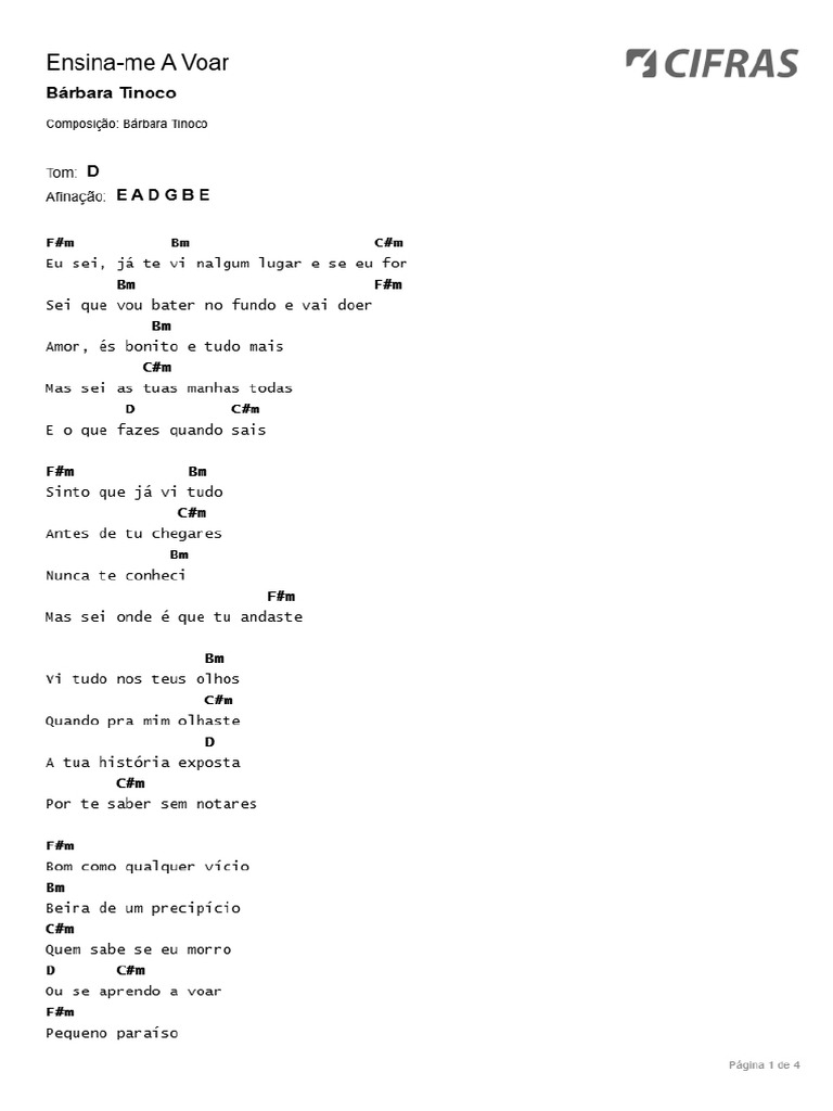 CIFRAS - Cifra - Barbara Tinoco - Ensina Me A Voar | PDF