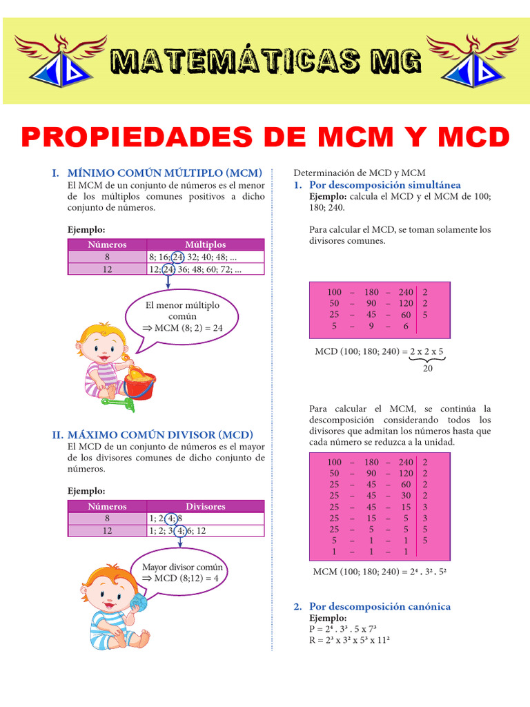 Propiedades de MCM y MCD para Primer Grado de Secundaria | PDF | Matemática Elemental | Teoría ...