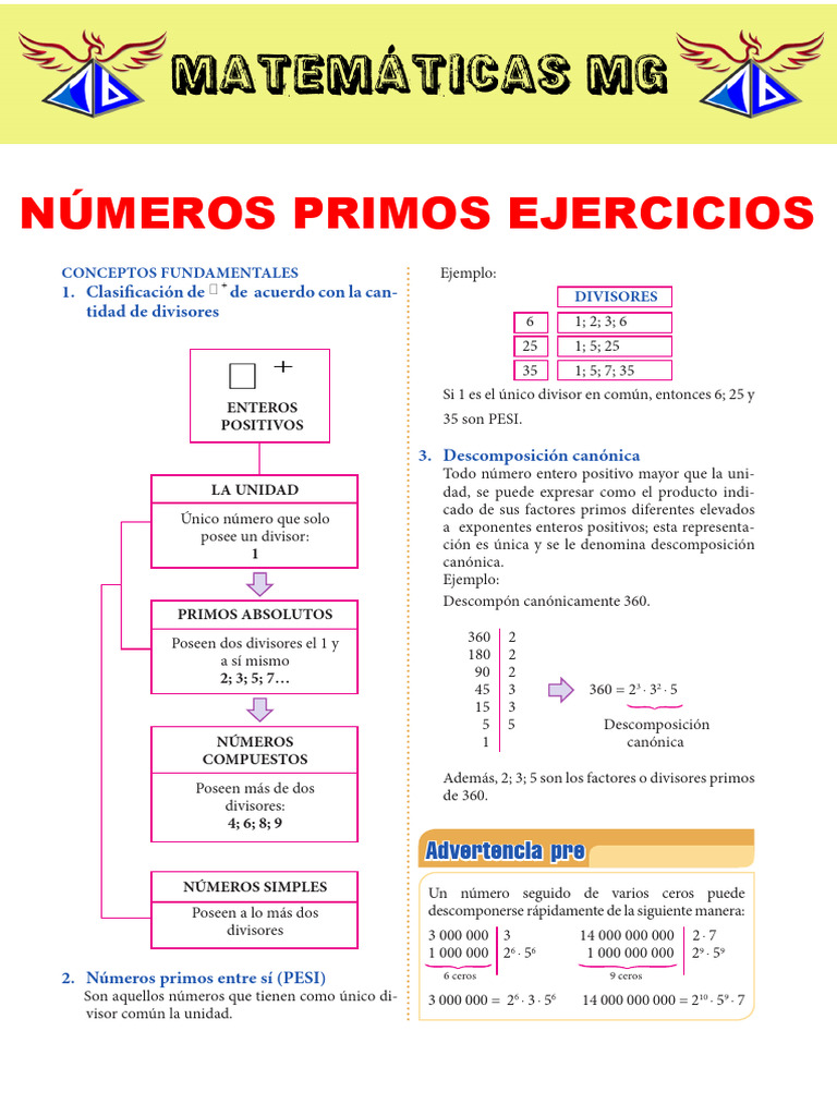 Números Primos Ejercicios para Primer Grado de Secundaria | PDF ...