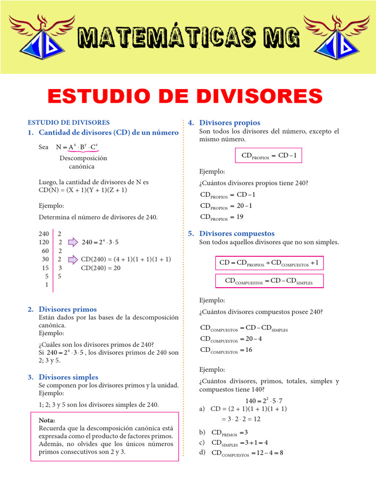 Estudio de Divisores para Primer Grado de Secundaria | PDF