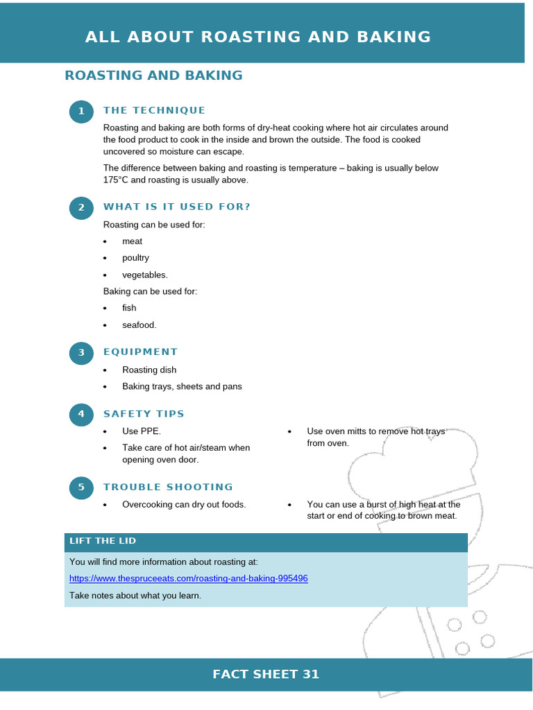 Fact Sheet 31 - All About Roasting and Baking | PDF