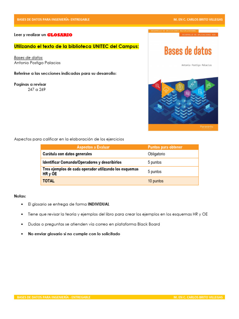 Glosario de Comandos y Operadores SQL | PDF