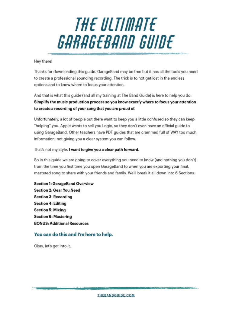 Ultimate GarageBand User Guide | PDF | Garage Band | Microphone