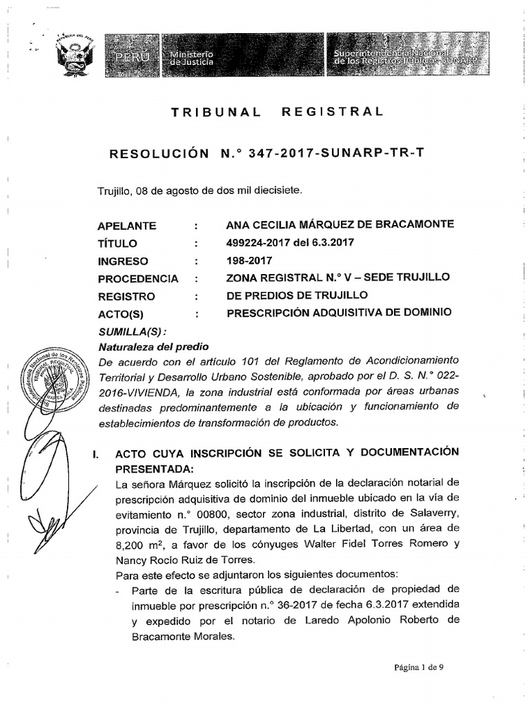 Resolución N° 347-2017-SUNARP-TR-T (1) | PDF