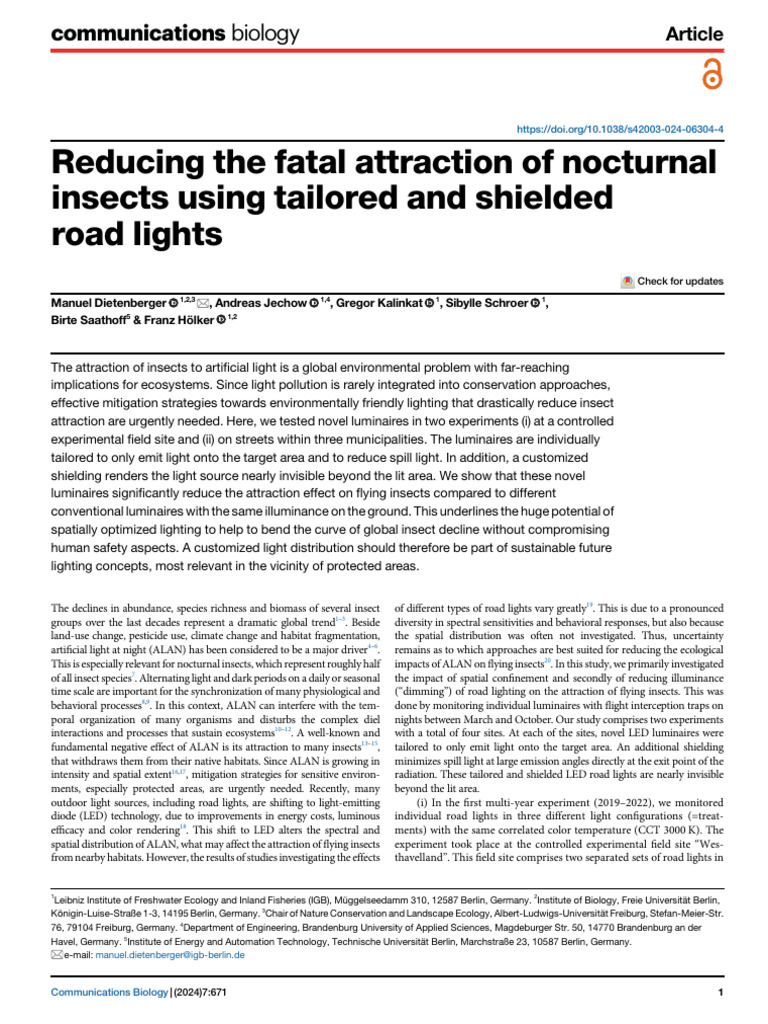 Reducing The Fatal Attraction of Nocturnal Insects Using 2bpszfz3av ...