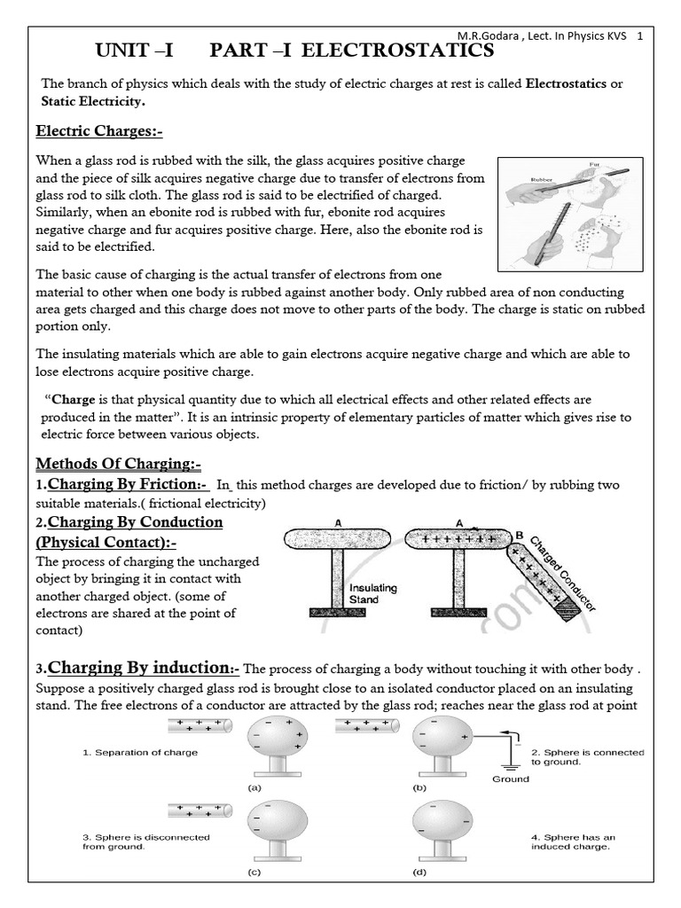 Electrostatics: Class 12 KVS Notes | PDF | Electric Charge | Capacitor