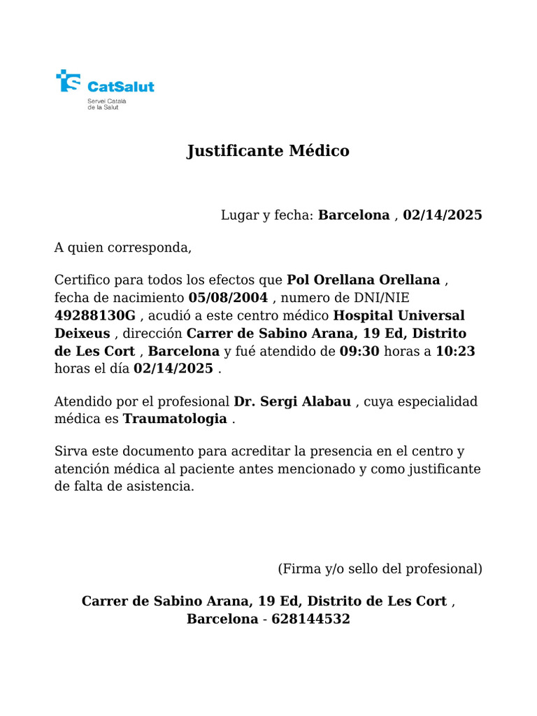 justificante Medico | PDF
