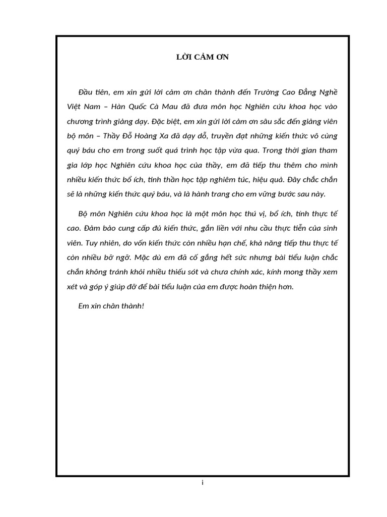 Lời Cảm Ơn - Lê Nguyễn Duy Linh (Ck08-Cbt-A2) | PDF