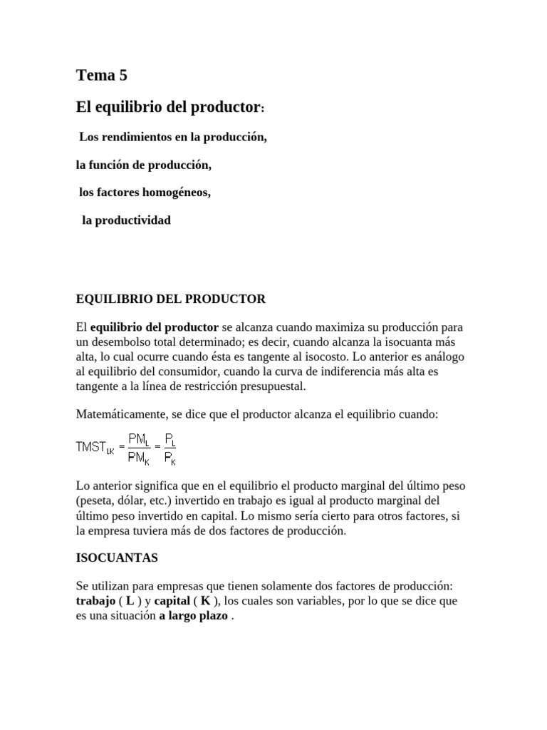 MII - Tema 5 | PDF | Capital (economía) | Ciencias económicas