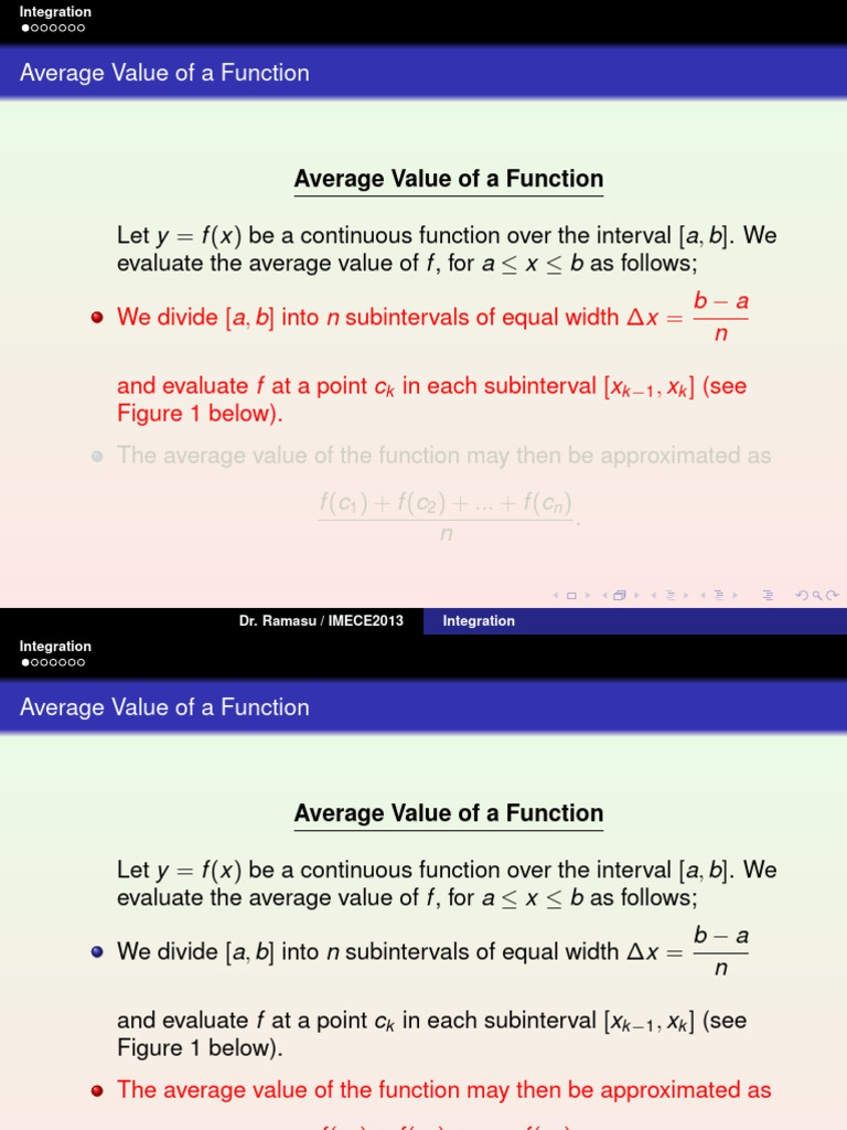 Lecture 5 Average Value Of A Function 23032022 Pdf Integral