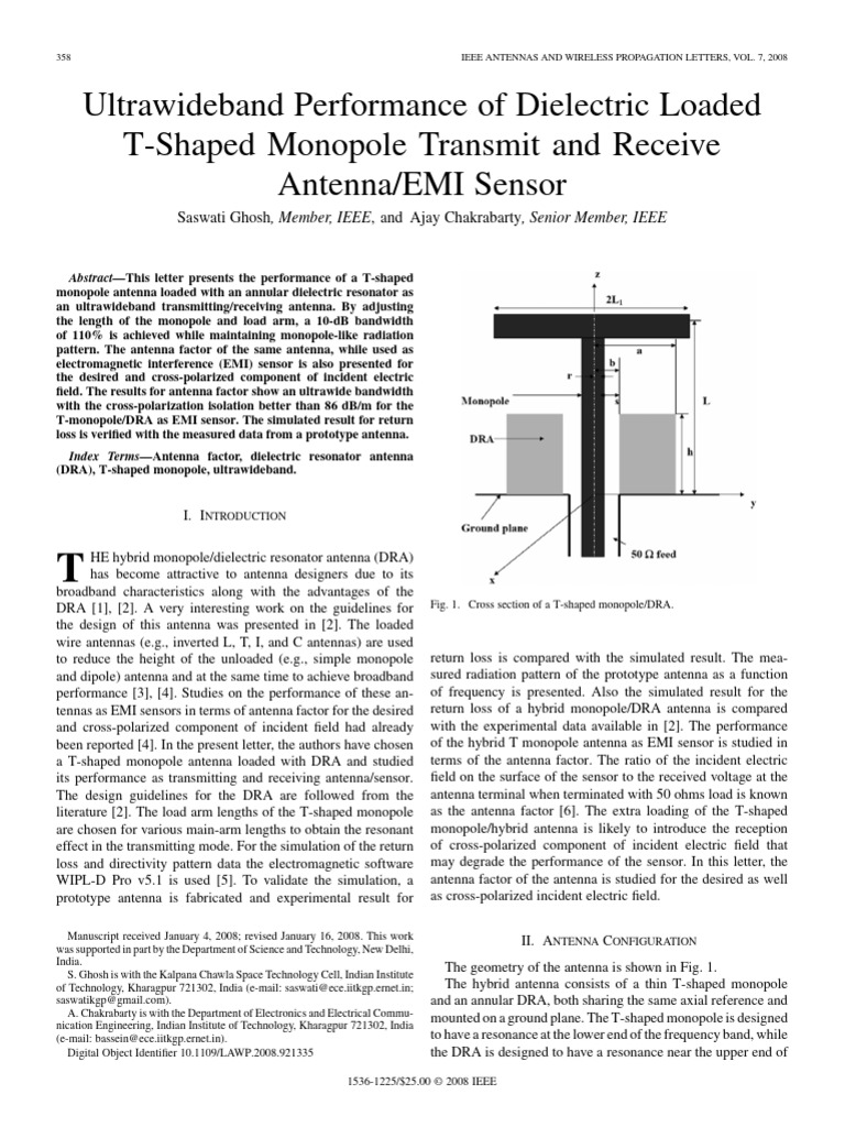 Ultrawideband Performance of Dielectric Loaded T-Shaped Monopole ...