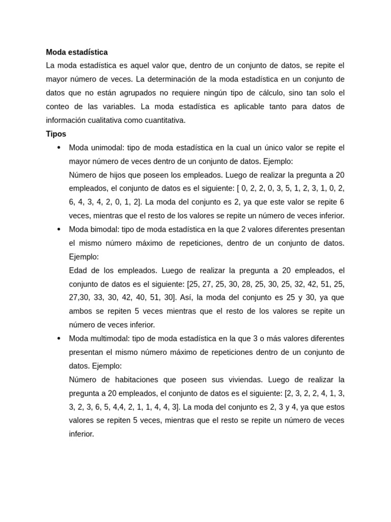 Moda Estadística | PDF | Modo (Estadísticas) | Estadísticas