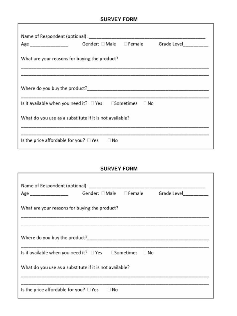 Survey Form | PDF