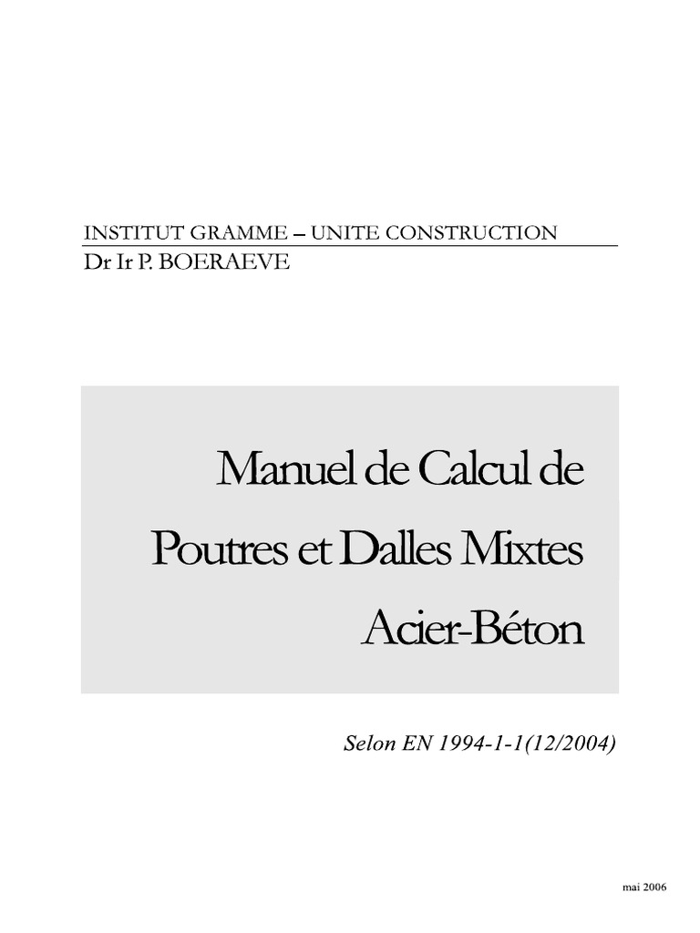 Manuel de Calcul de Poutres Et Dalles Mixtes Acier B Ton 1734916802 | PDF