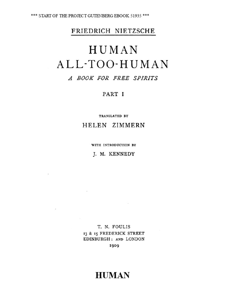 Human, All-Too-Human Volume 1, by Friedrich Nietzsche | PDF | Friedrich ...