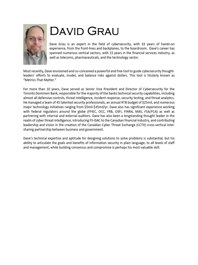David Grau Bio 20250131-1 | PDF