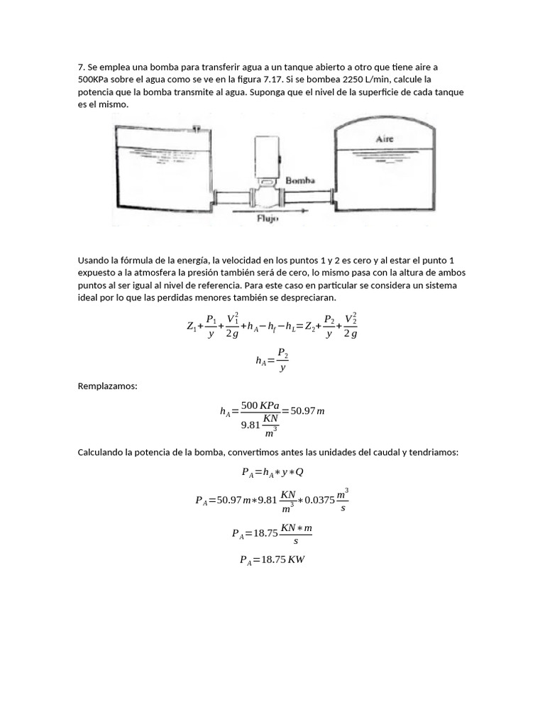 Problema 7 | PDF | Bomba | Ingeniería Química