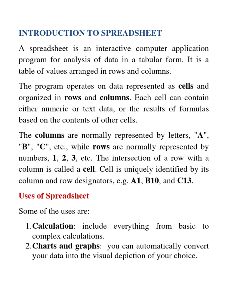 Spreadsheet Basics and Excel Guide | PDF | Spreadsheet | Microsoft Excel
