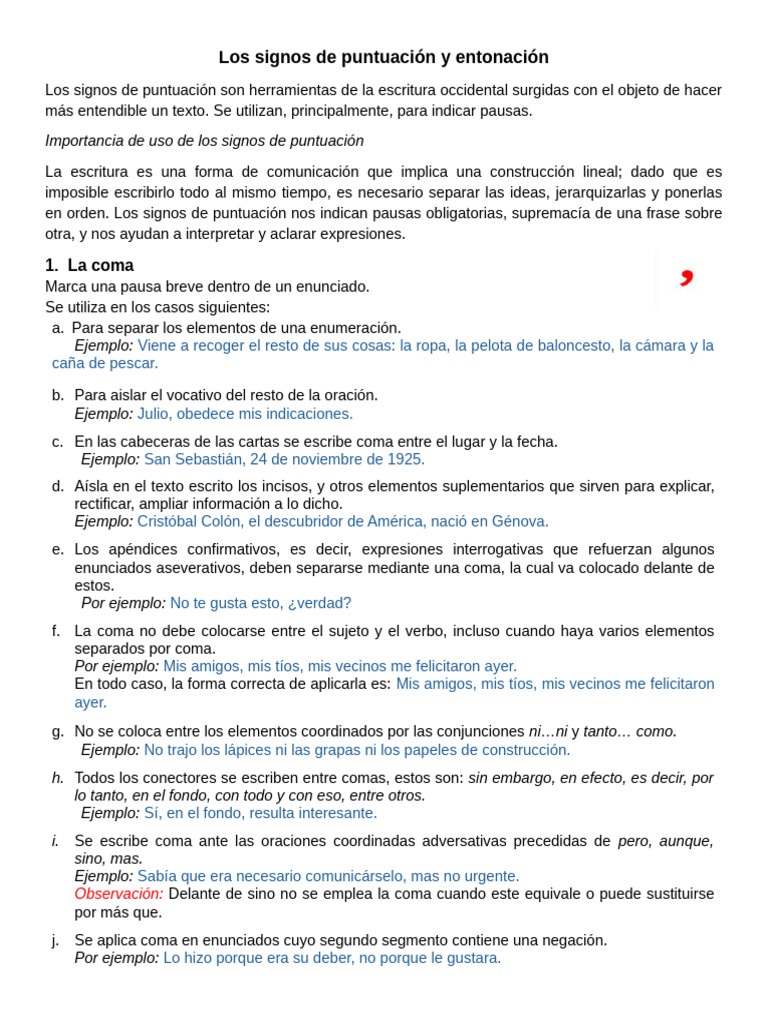 Guía de Puntuación y Entonación | PDF | Coma | Puntuación