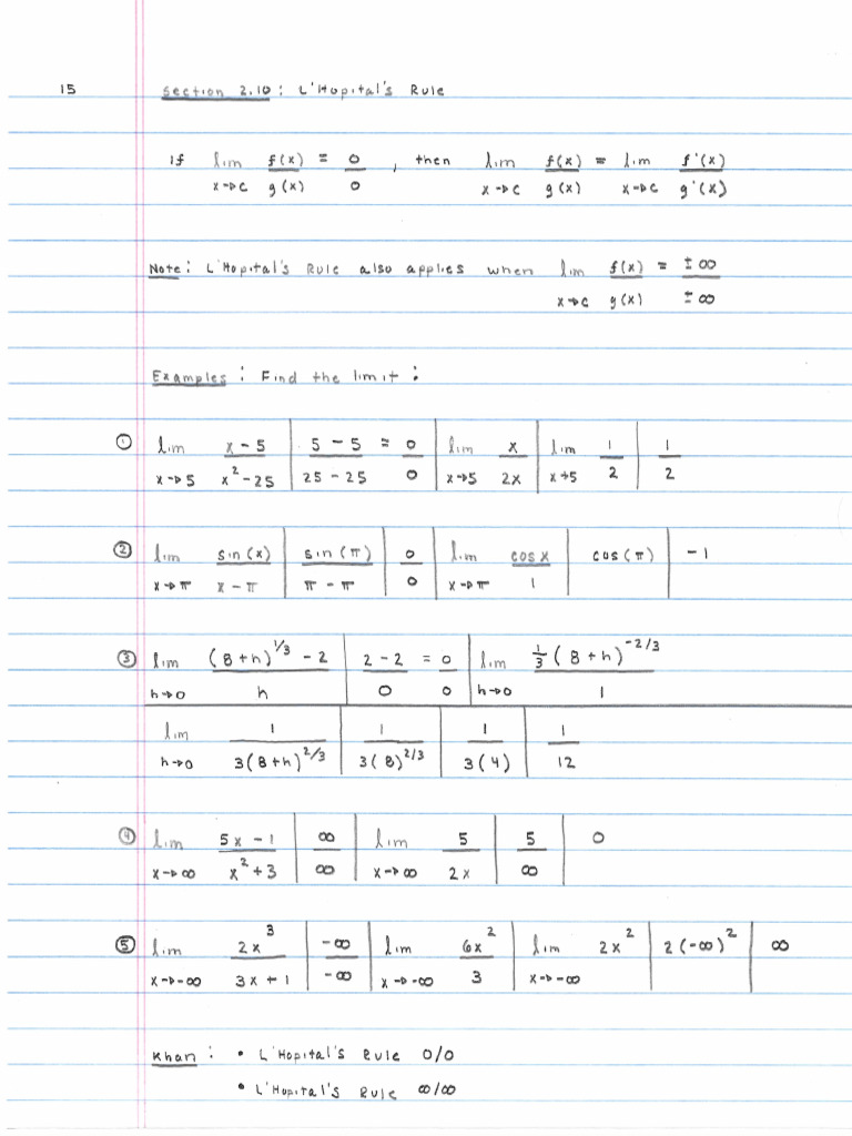 Section 2.10- Lhopitals Rule | PDF