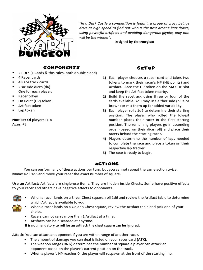 Kart Dungeon Rules (Colored) | PDF | Tabletop Games | Gaming